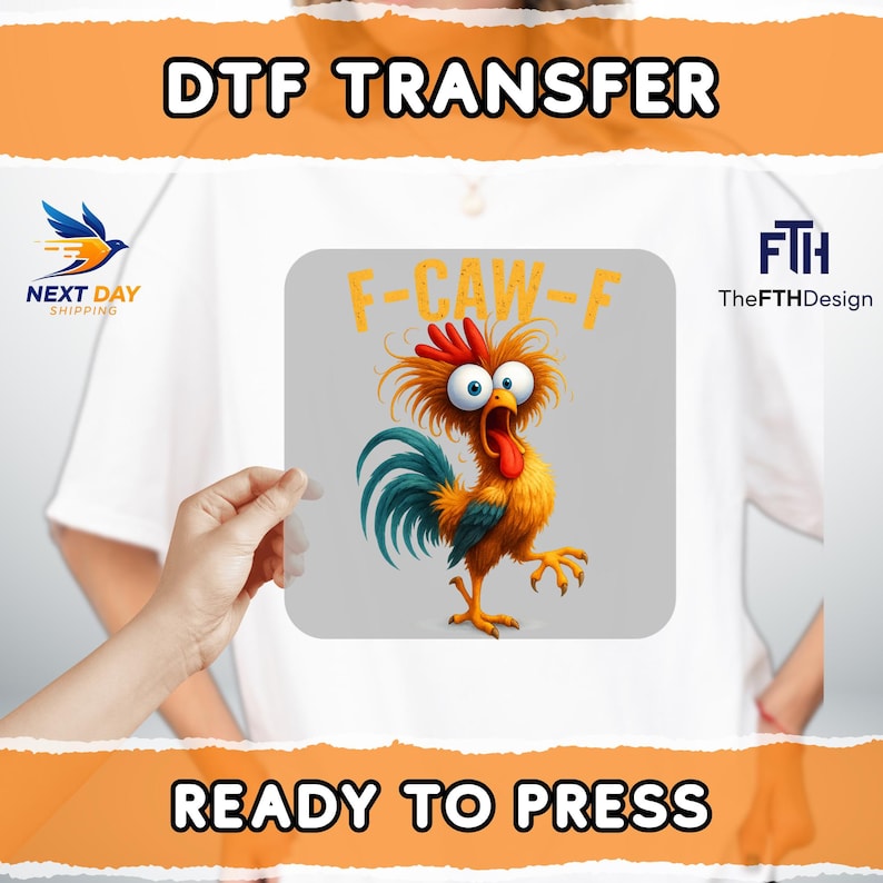 F-CAW-F Chicken DTF Transfer: Funny Chicken Print, Ready to Press - Etsy