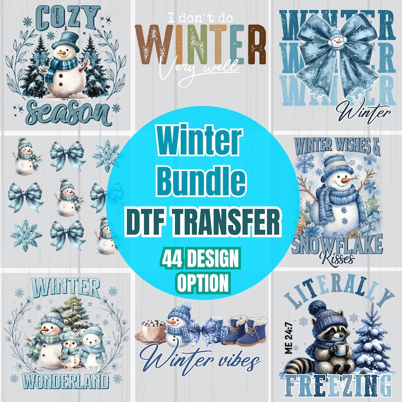 Winter DTF Transfer Bundle: Cozy Season, Snowflake Kisses - Etsy