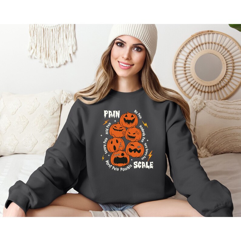 Funny Halloween Pain Scale Tee: Graphic Pumpkin Shirt - Etsy