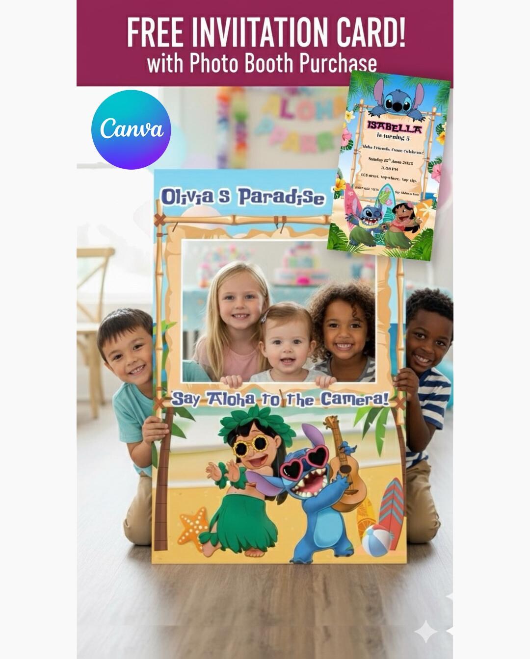 Lilo and Stitch Birthday Photo Booth Frame & Invitation (digital ...