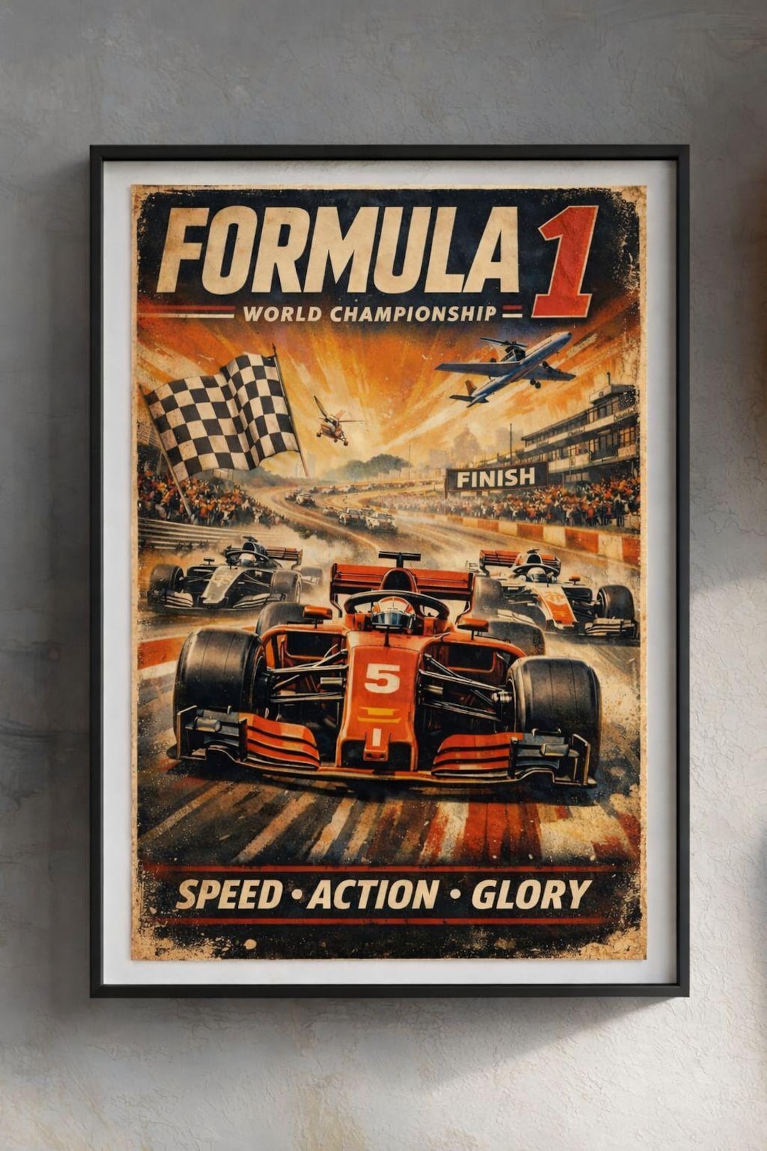 Formula 1 Racing Poster Matte Vertical Print | Speed Action Glory - Etsy