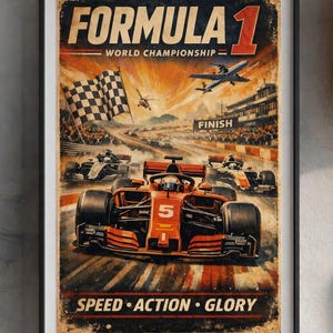Formula 1 Racing Poster Matte Vertical Print | Speed Action Glory - Etsy