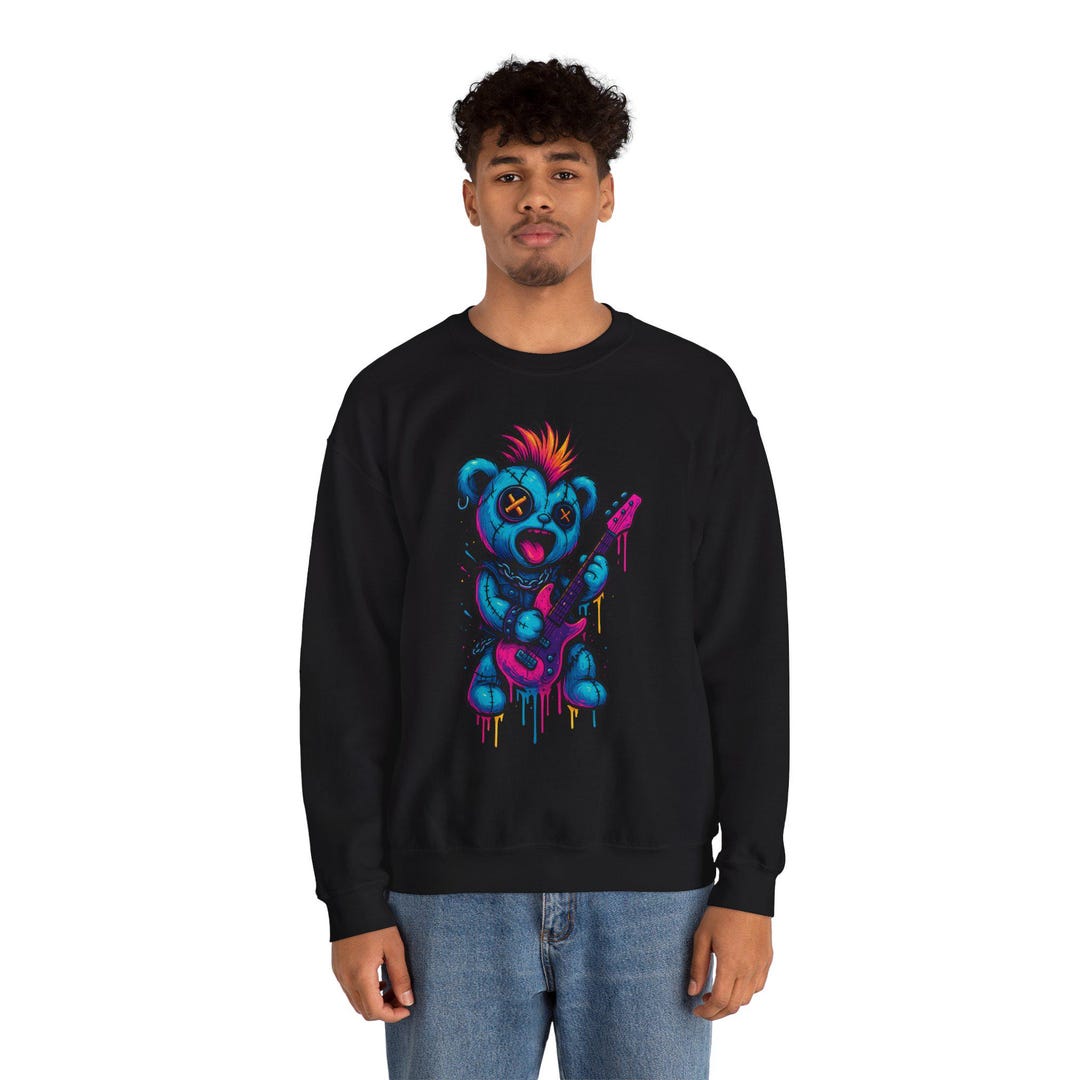 Neon Punk Mens Sweatshirt, Rock Music Jumper, Grunge Style Crewneck ...