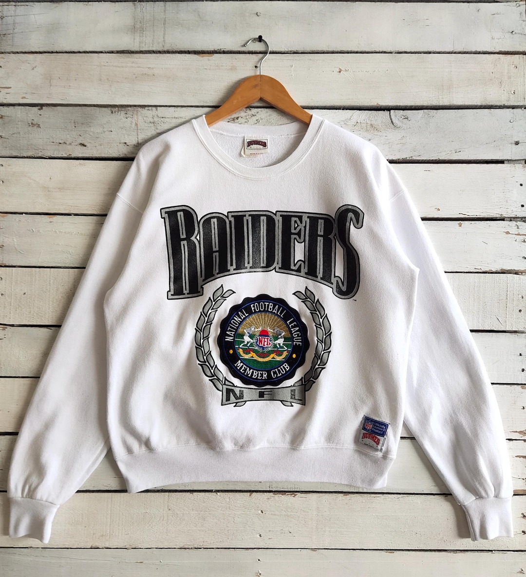 RARE Vintage 90s Distressed Raiders Football by Nutmeg Sweatshirt ...