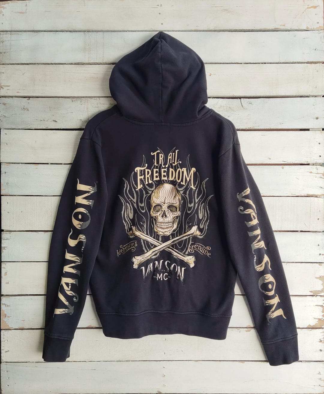 Vintage Vanson Leathers Flame Skull Hoodie Vanson Sweatshirt Vanson ...