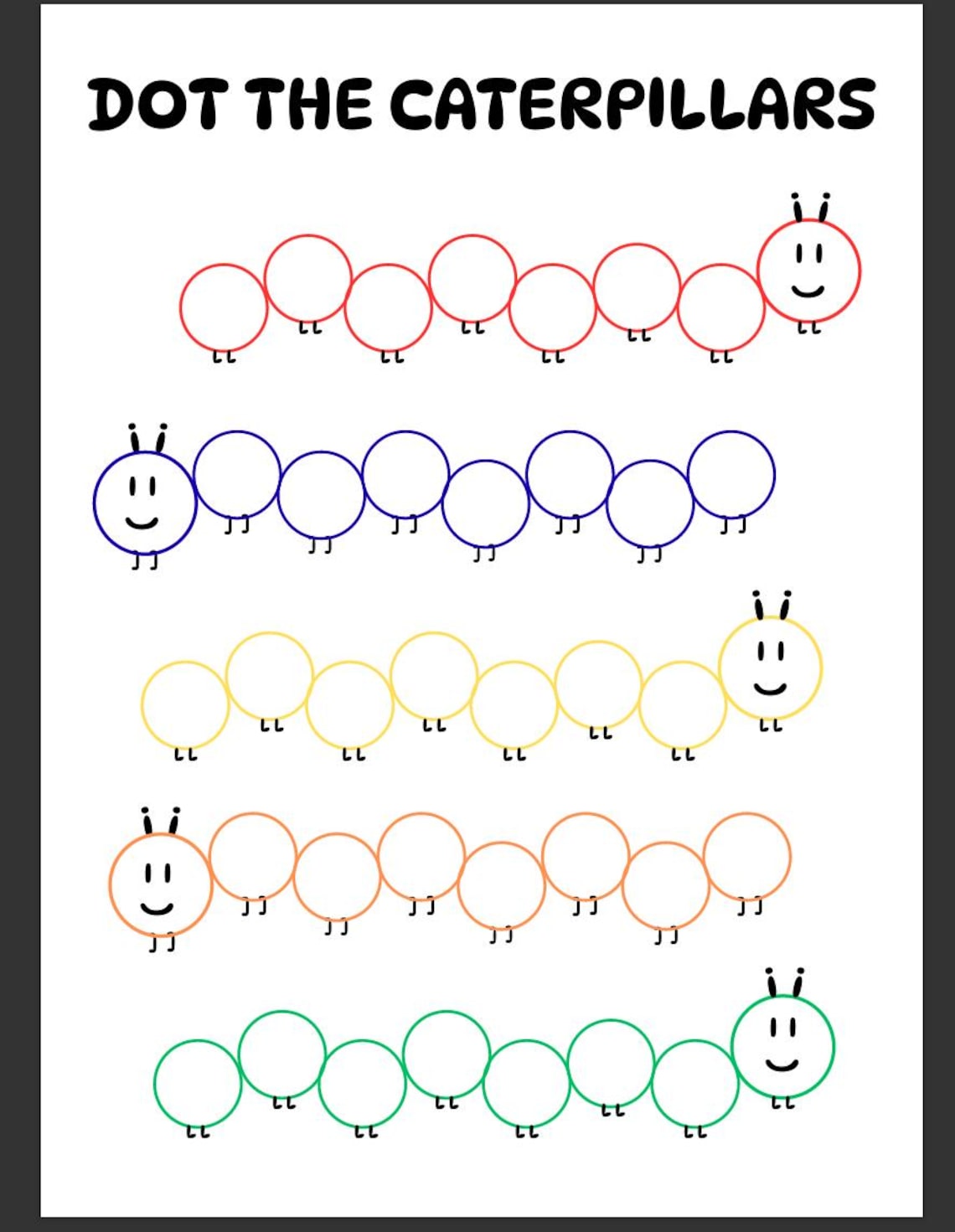Dot the Caterpillars Worksheet - Etsy
