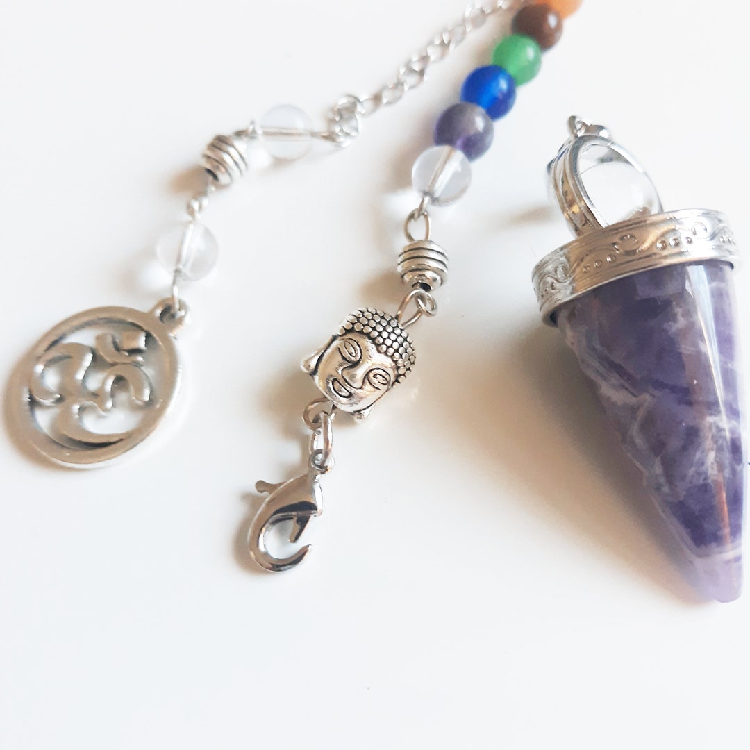 Ohm Buddha Chakra Pendulum & Amethyst Pendant Combo Natural Stone Pendulum Divination Tool - Etsy
