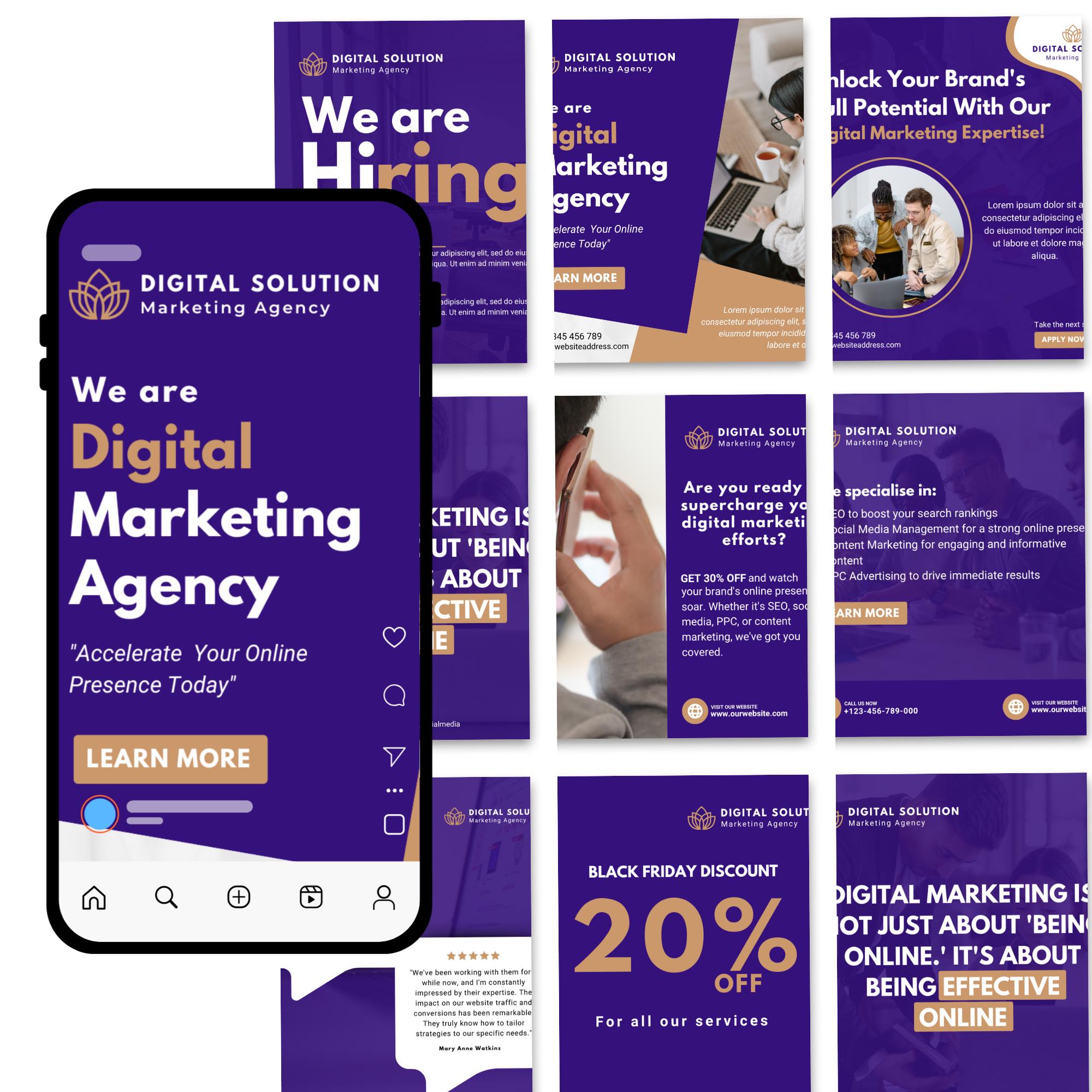 Editable Digital Marketing Templates | Canva Social Media Templates - Etsy