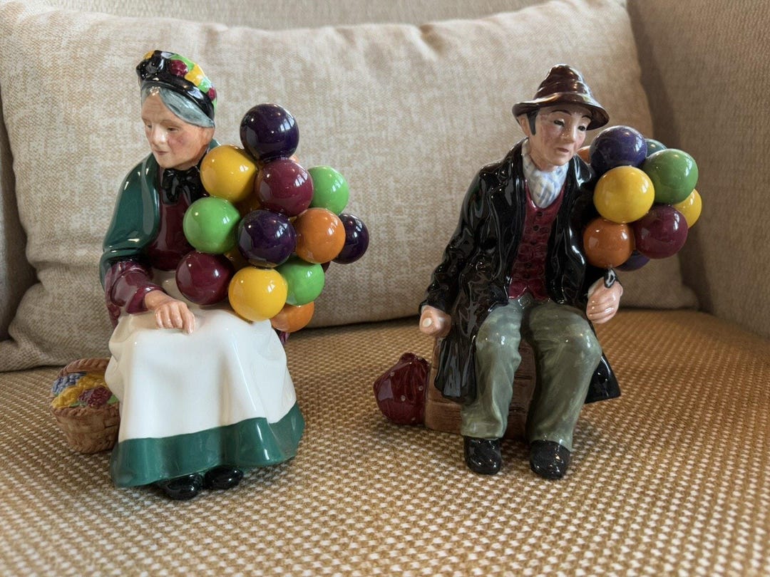 Royal Doulton Balloon Man HN 1954 & Old Balloon Seller Lady HN1315 ...