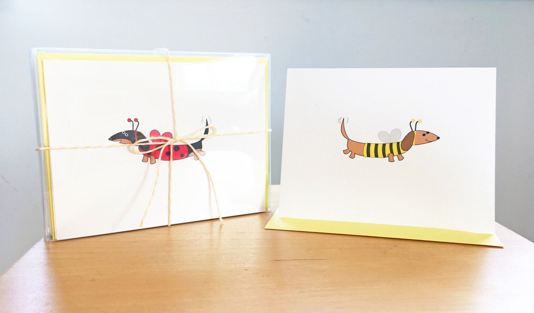 Assorted Dachshund Note Cards With Stationery Box (set of 10) - Etsy