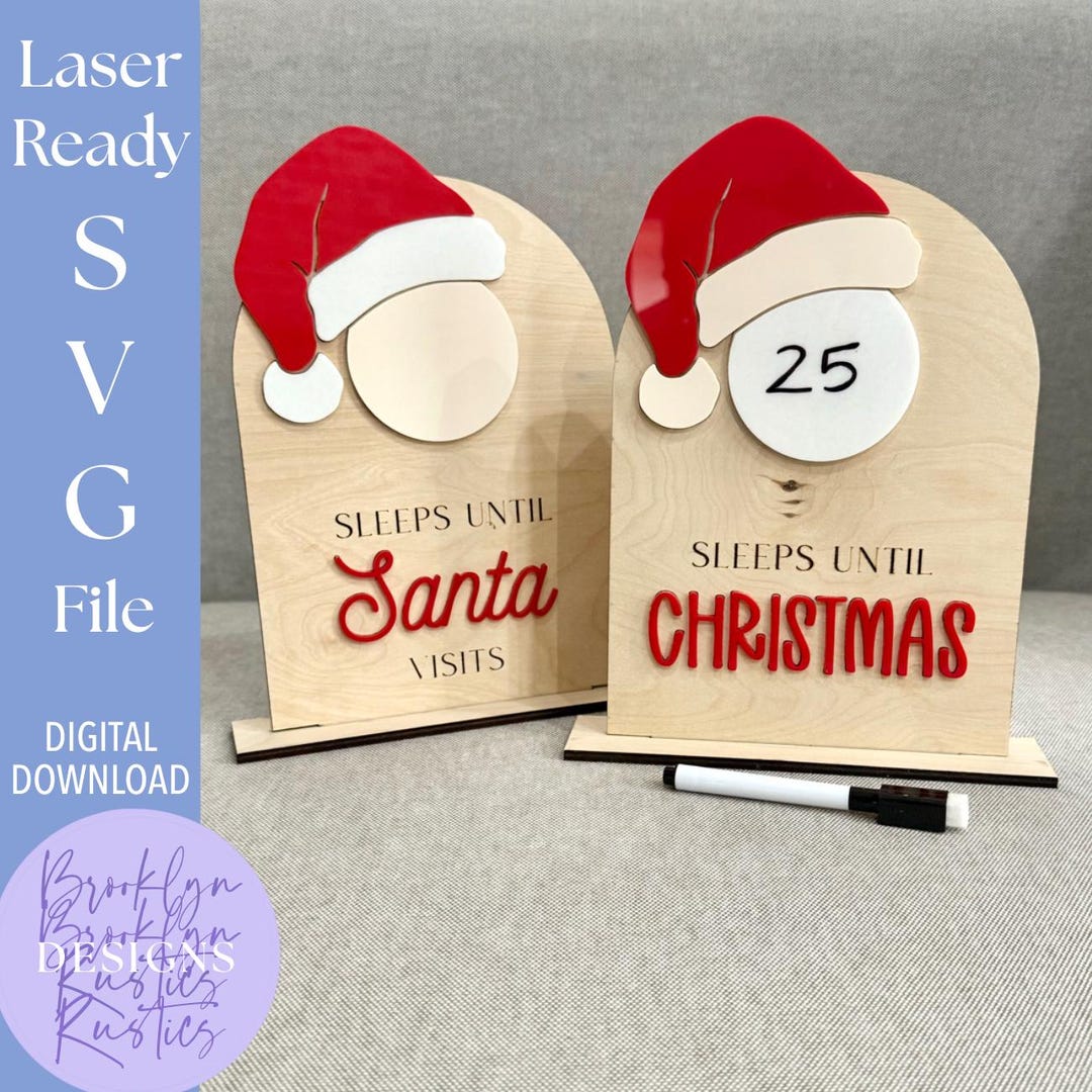 Christmas Countdown Sign SVG Laser Cut File: Interactive Kids Sign ...