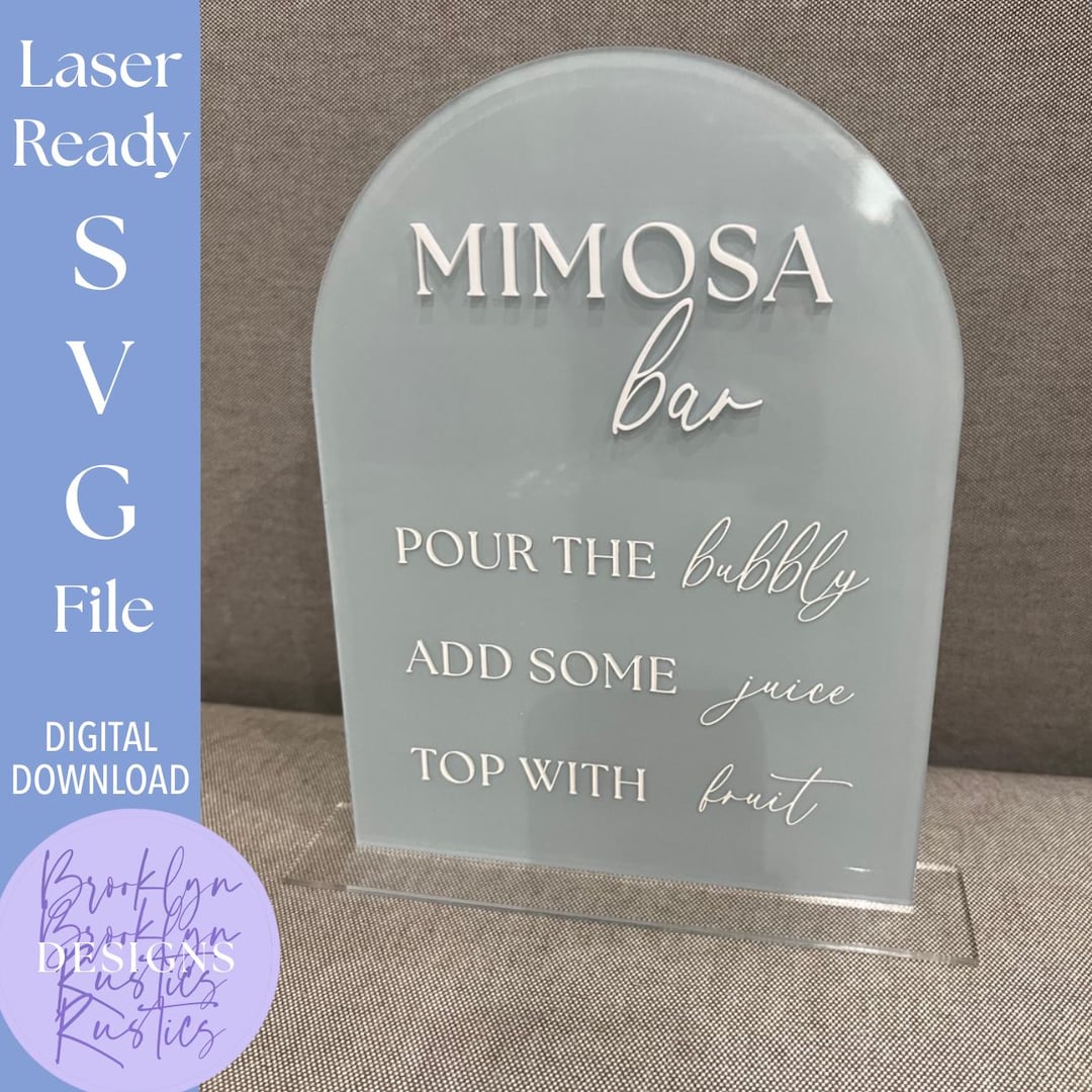 Mimosa Bar Sign SVG File With Stand: Laser Cut Design (digital Download ...