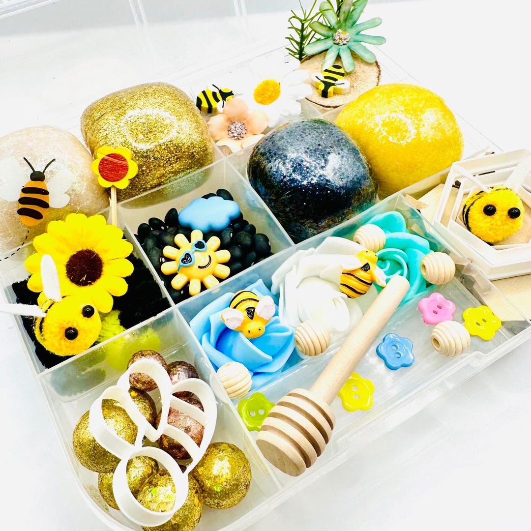 Bumble Bee Playdough Kit, Sensory Kit, Sensory Bin, Playdoh Kit, Play ...
