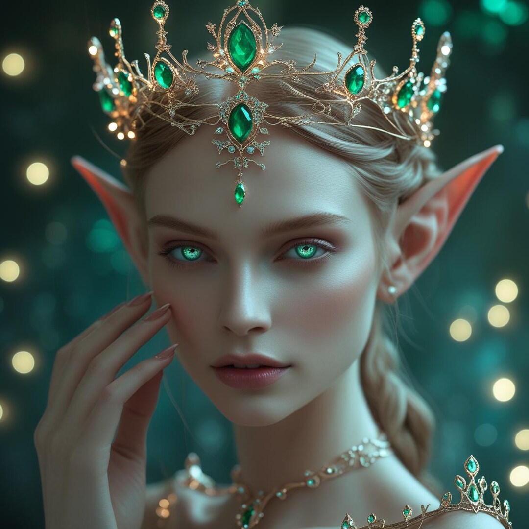 Elven Queen Digital Print - AI Fantasy Art, Elven Illustration, Instant ...
