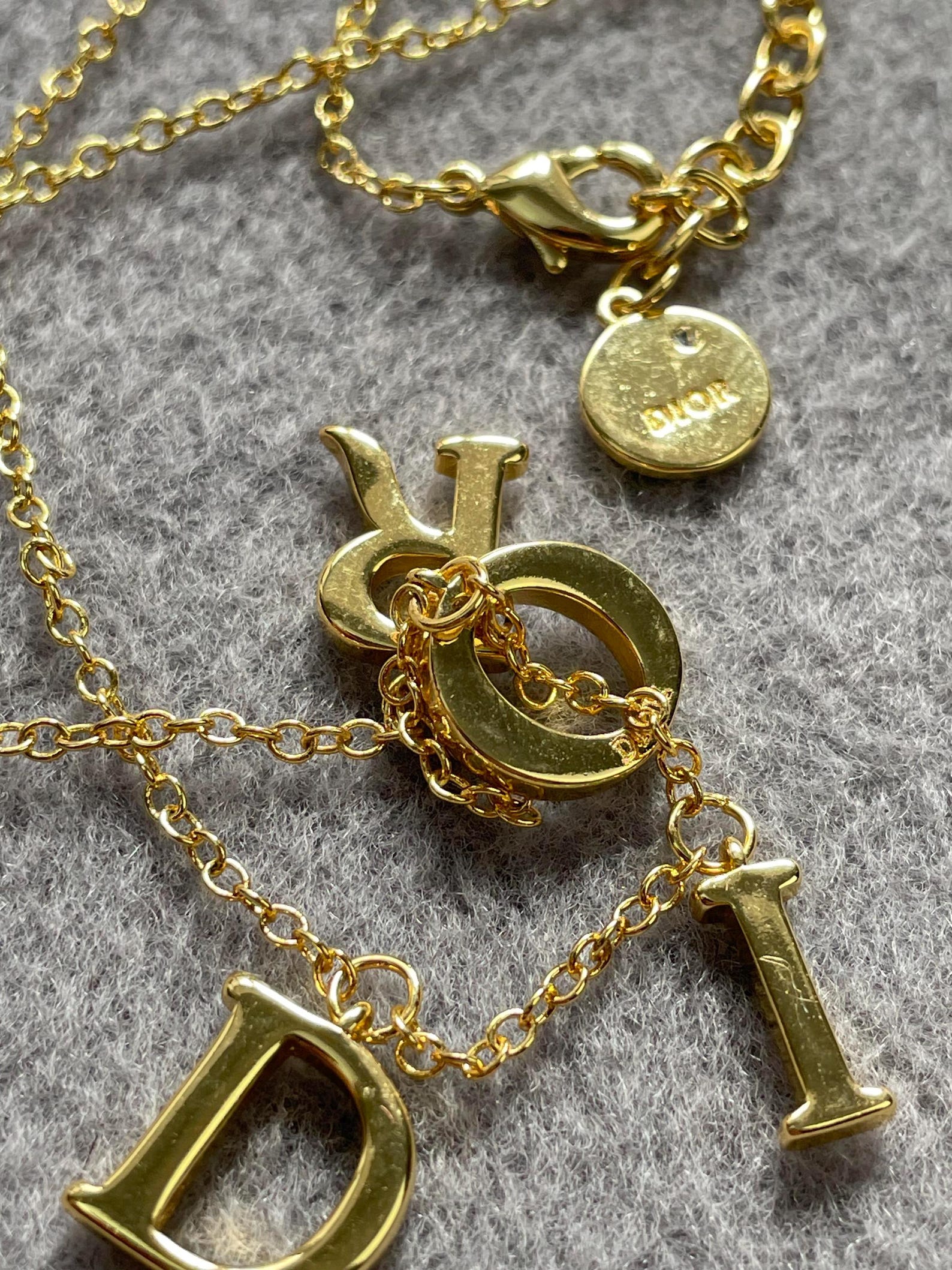 Dior gold Logo Letters Charm Dainty necklace - Etsy