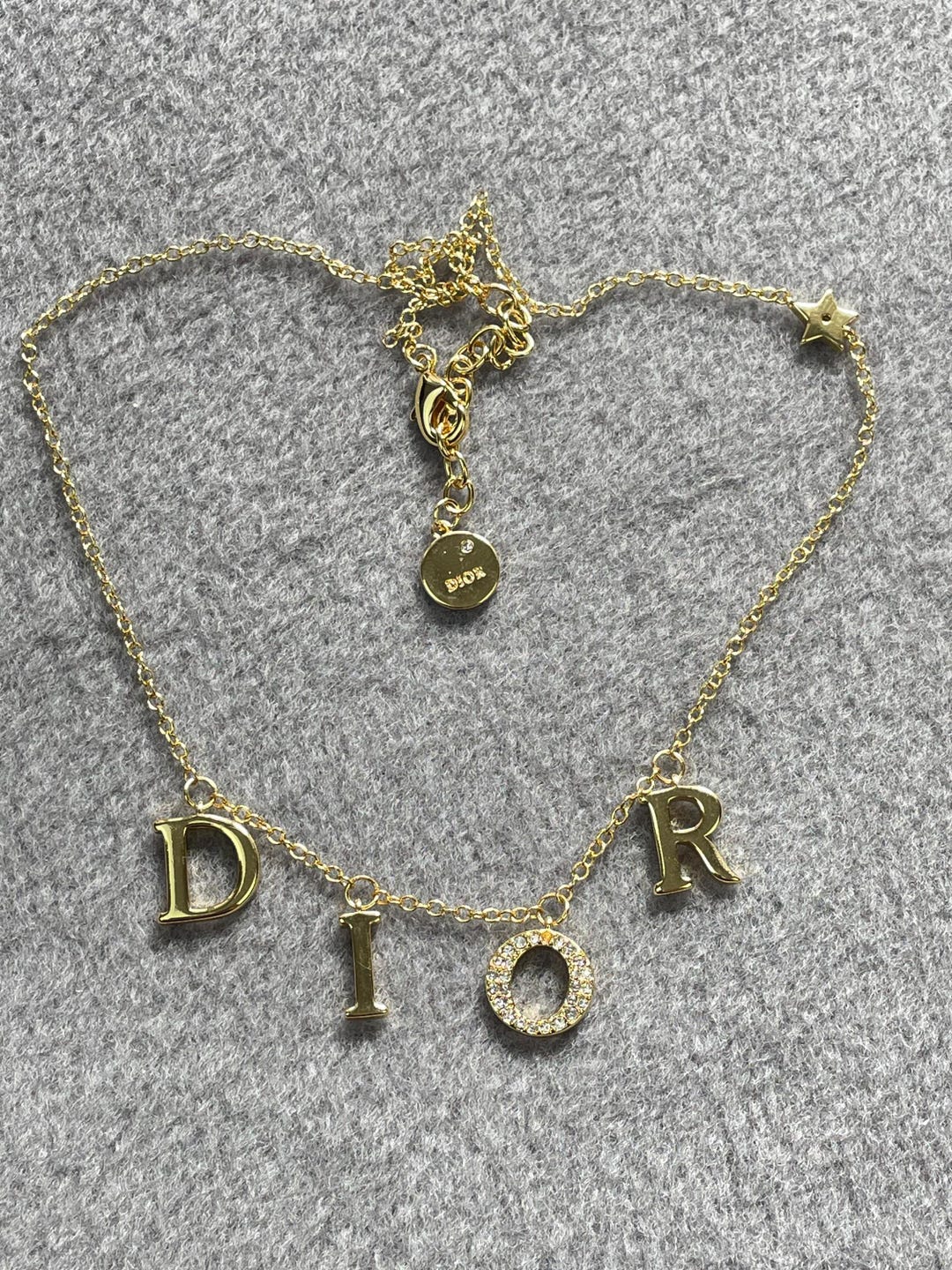 Dior gold Logo Letters Charm Dainty necklace - Etsy