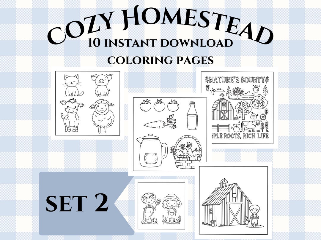 10 Cozy Homestead Coloring Pages, Set 2 Instant Download, Printable ...