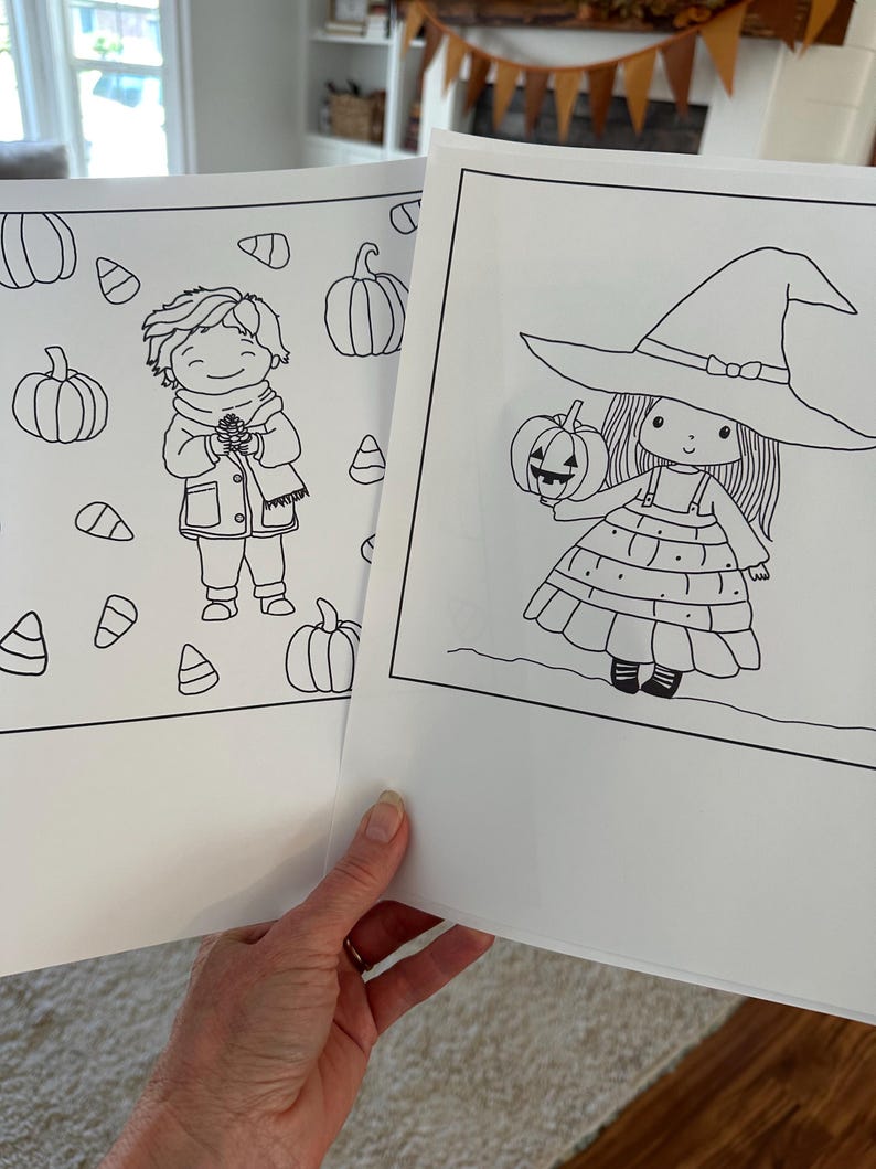 10 Cozy Autumn and Halloween Coloring Pages, Set 4 Instant Download ...