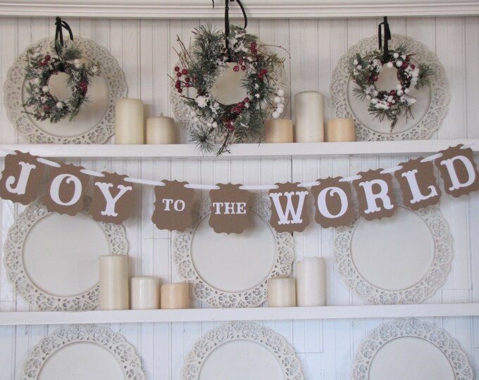 JOY to the WORLD Christmas Banner, Farmhouse Christmas, Christmas Sign ...