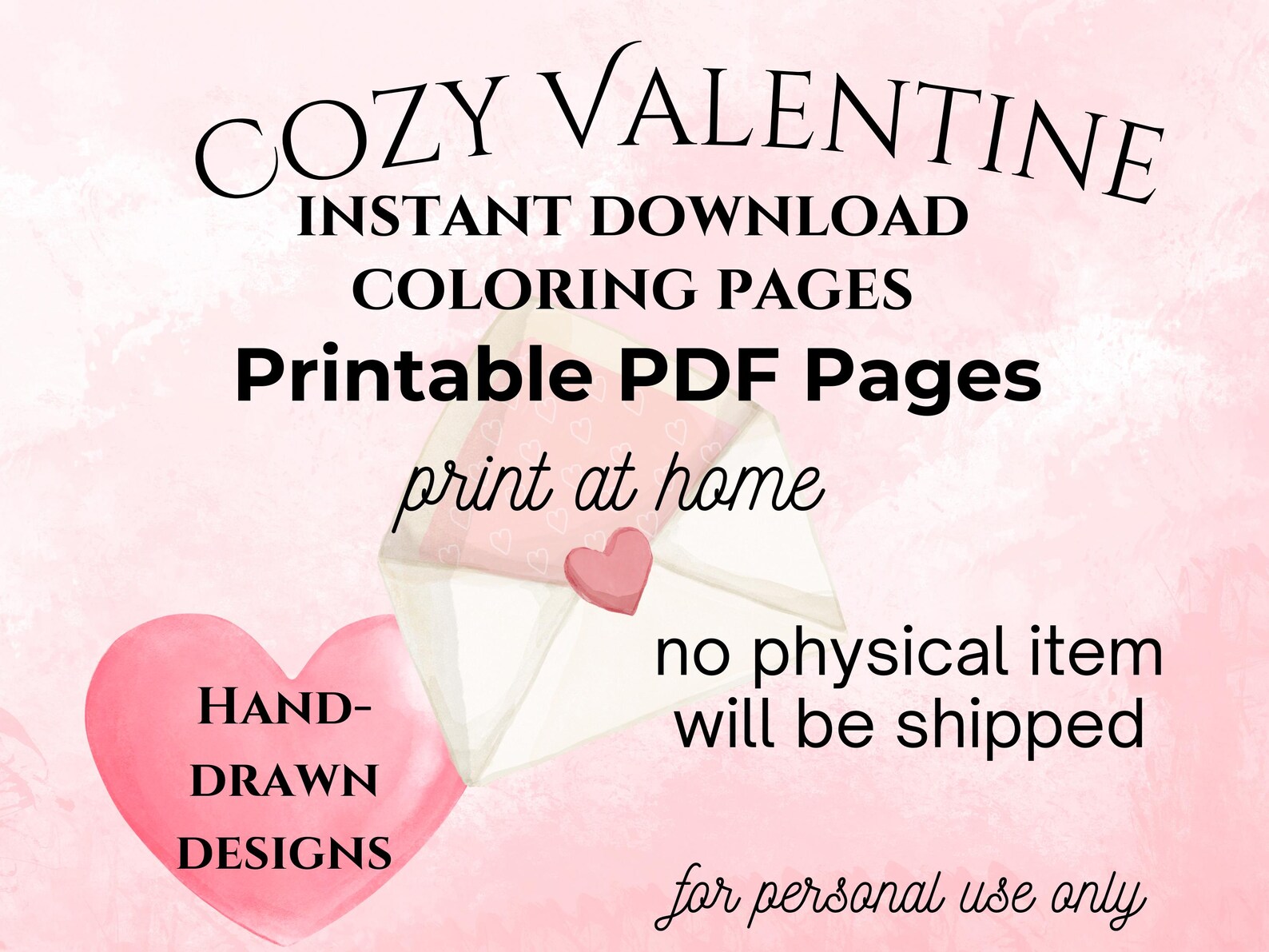 50 Cozy Valentine Coloring Pages, Sets 1-5, Hand-drawn, Instant ...