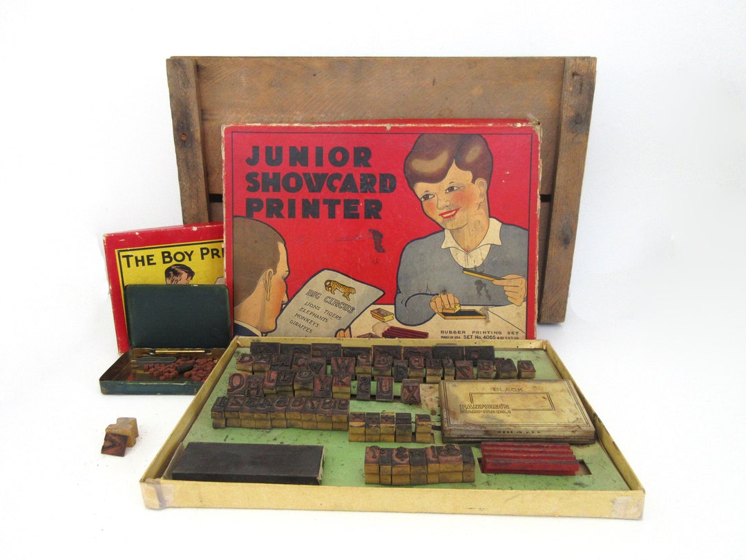 Vintage Junior Showcard Printer, the Boy Printer, Rubber Printing Set ...
