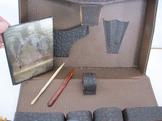 Vintage Leather Travel Vanity Case, Men's Toiletry Gr… - Gem