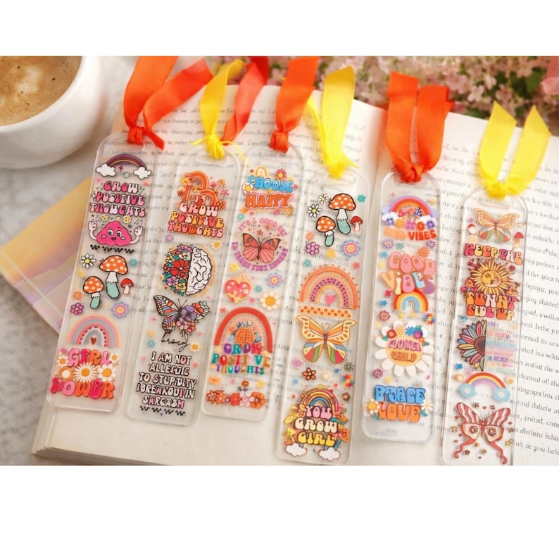 70s Retro Inspirational Bookmark Set, Groovy Vibes Hippie Bookmark ...