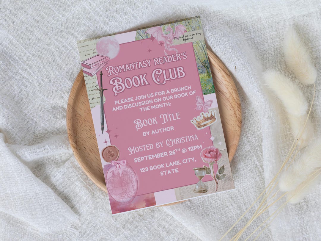 Fantasy Book Club Invitation Template: Pink Romantasy Collage Design ...