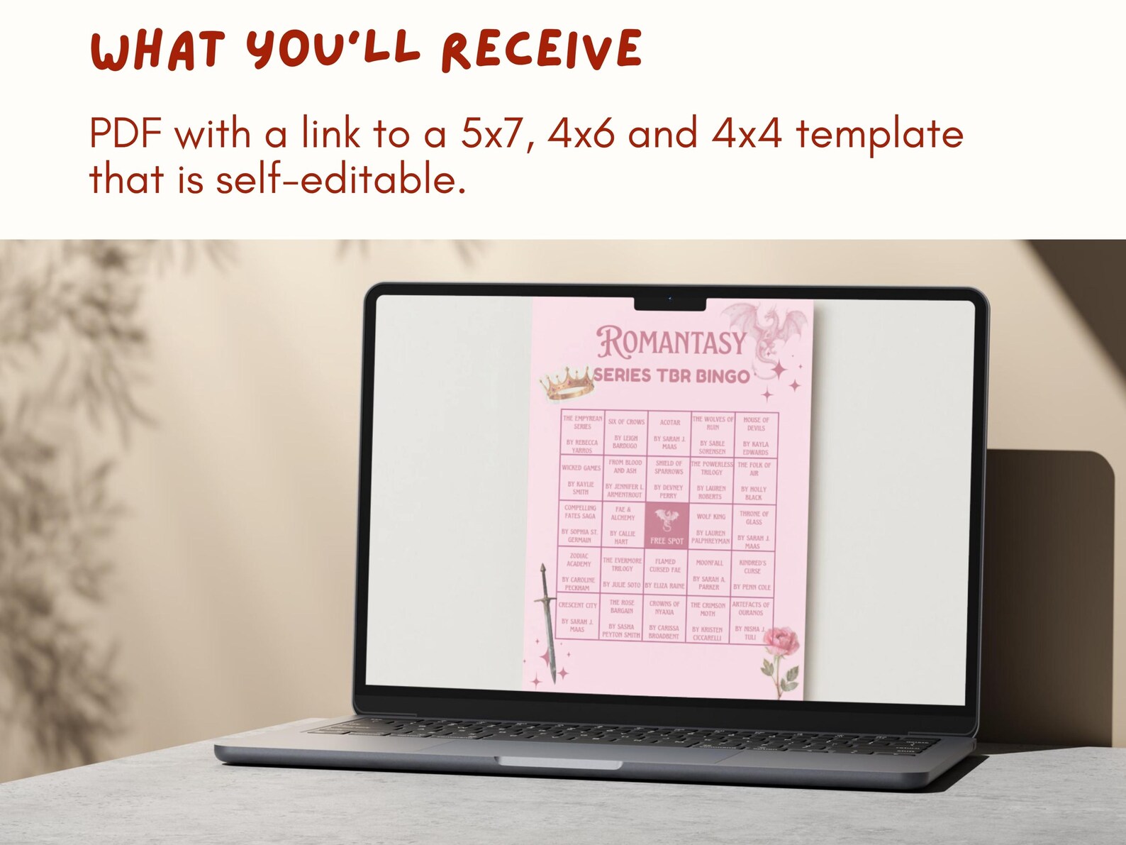 Romantasy TBR Bingo Card Template: Editable Book Club Game (digital ...