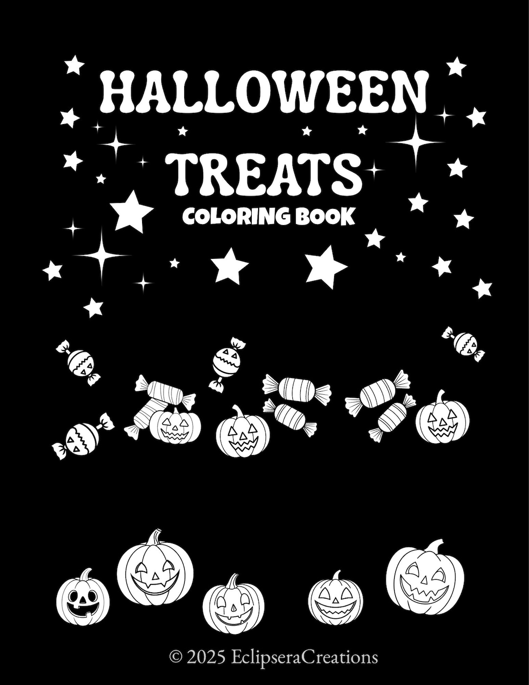 Halloween Treats Printable Coloring Book (PDF) | Cute Ghosts, Candy and ...