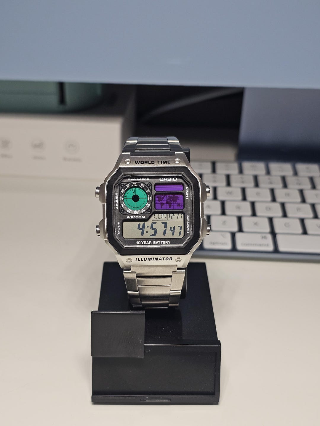 Casio AE1200 Custom Mod Watch: Unique Color LCD 2 Color- World Time ...