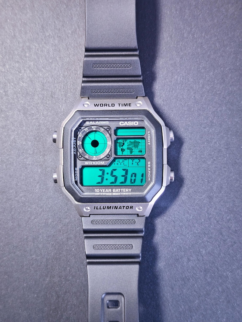 Custom Casio AE1200 Mod Watch: Unique Color Display - World Time ...