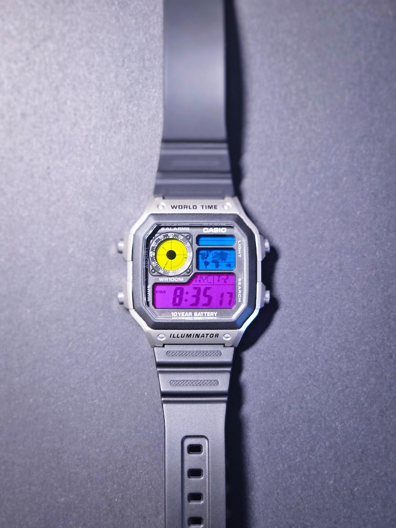 Casio AE1200 Custom Mod Watch: Multi-color Display - World Time Digital ...