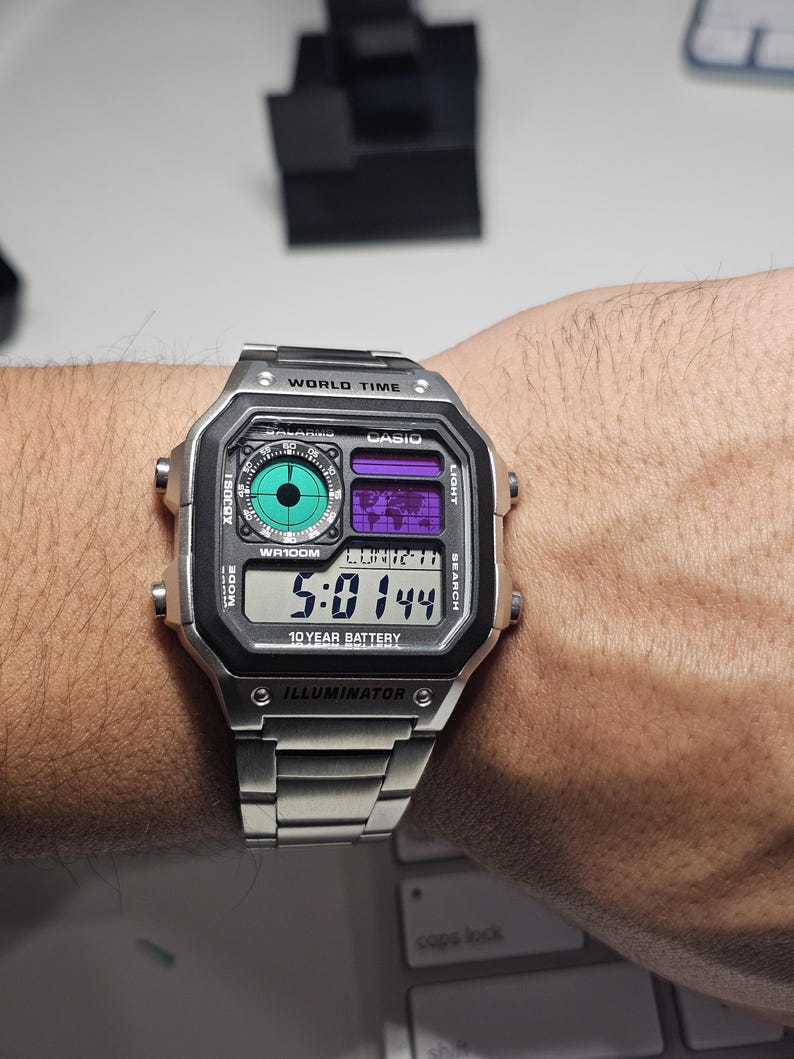 Casio AE1200 Custom Mod Watch: Unique Color LCD 2 Color- World Time ...