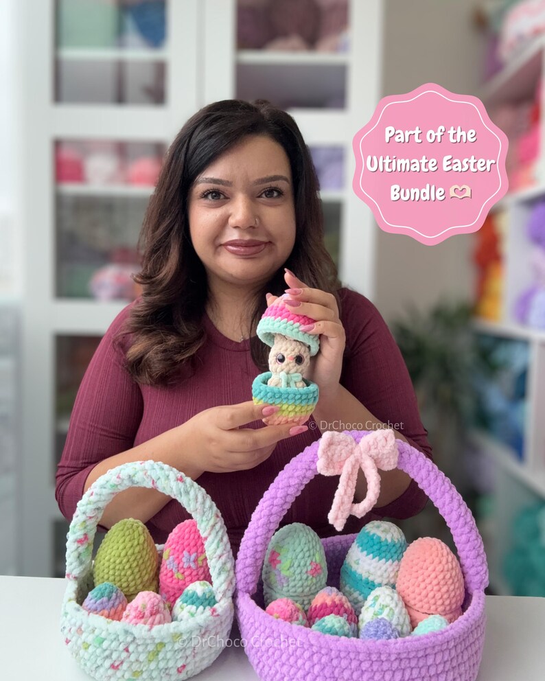 Crochet 5in1 Easter Basket and Eggs Pattern, Amigurumi Seasonal ...