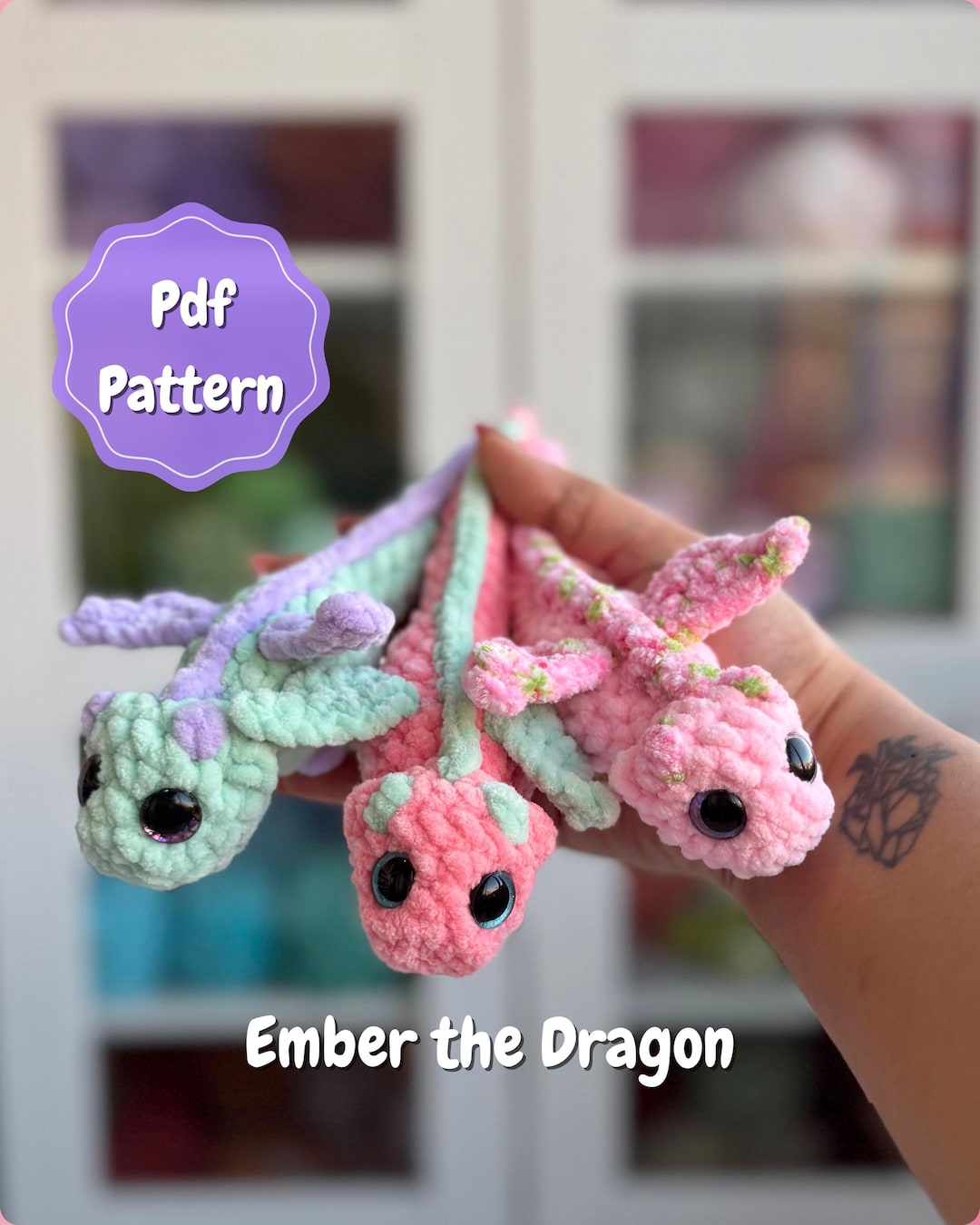 Crochet Ember the Dragon PDF Pattern, Amigurumi Low-sew Small Dragon - Etsy