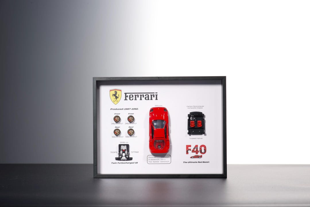 Ferrari F40 Model Frame: Supercar Parts Display - Gift for Car ...