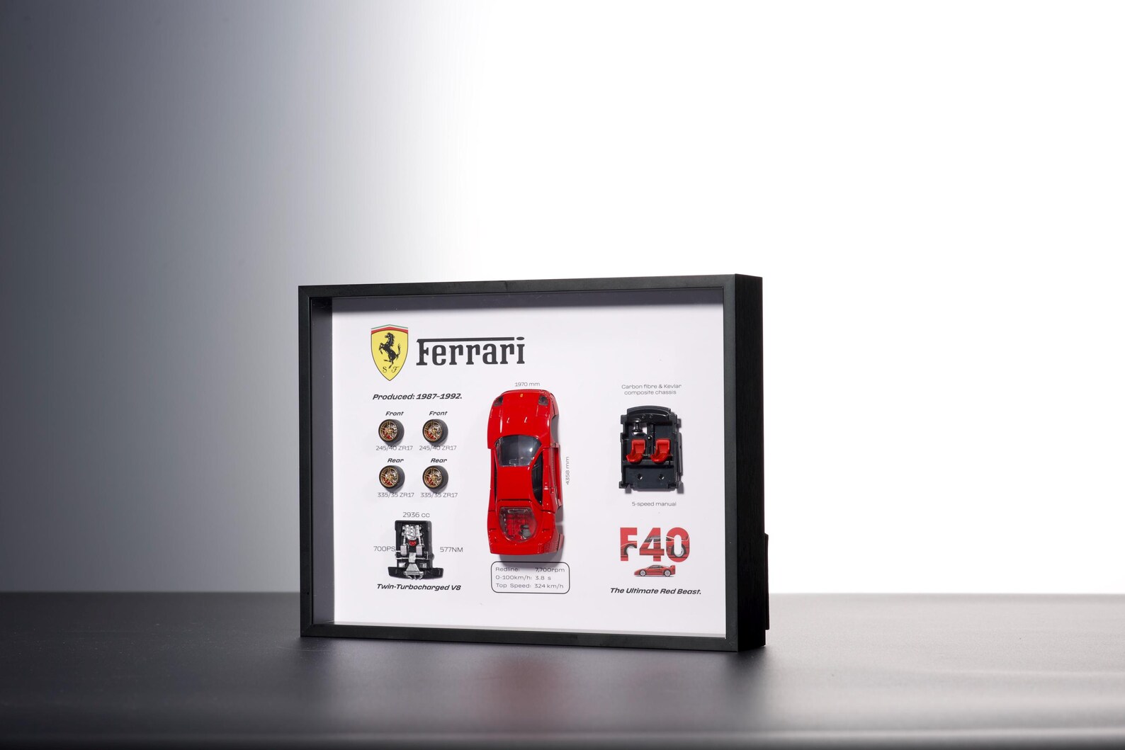 Ferrari F40 Model Frame: Supercar Parts Display - Gift for Car ...