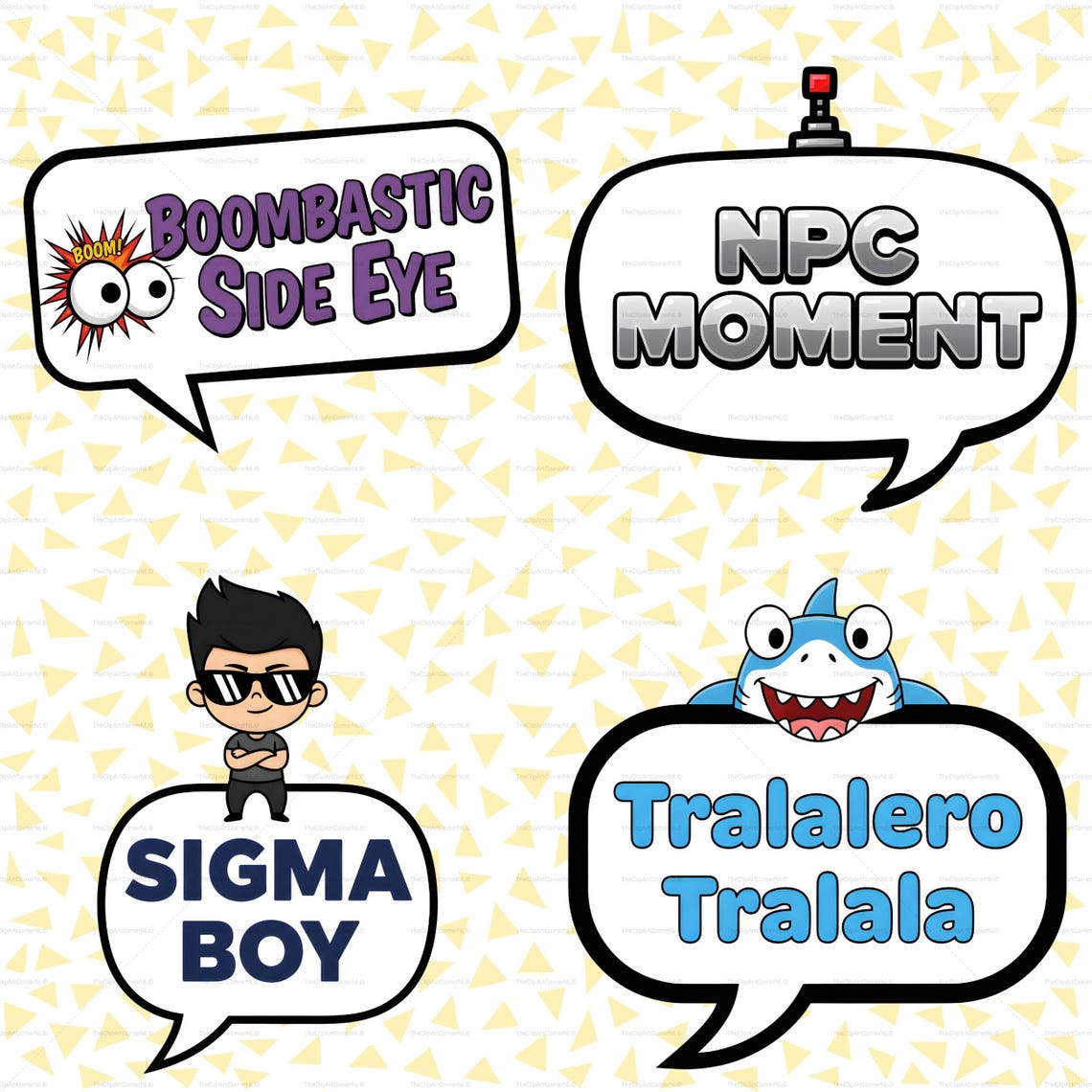 Brainrot Text Balloons Clipart – Meme PNG Stickers – Funny Speech ...