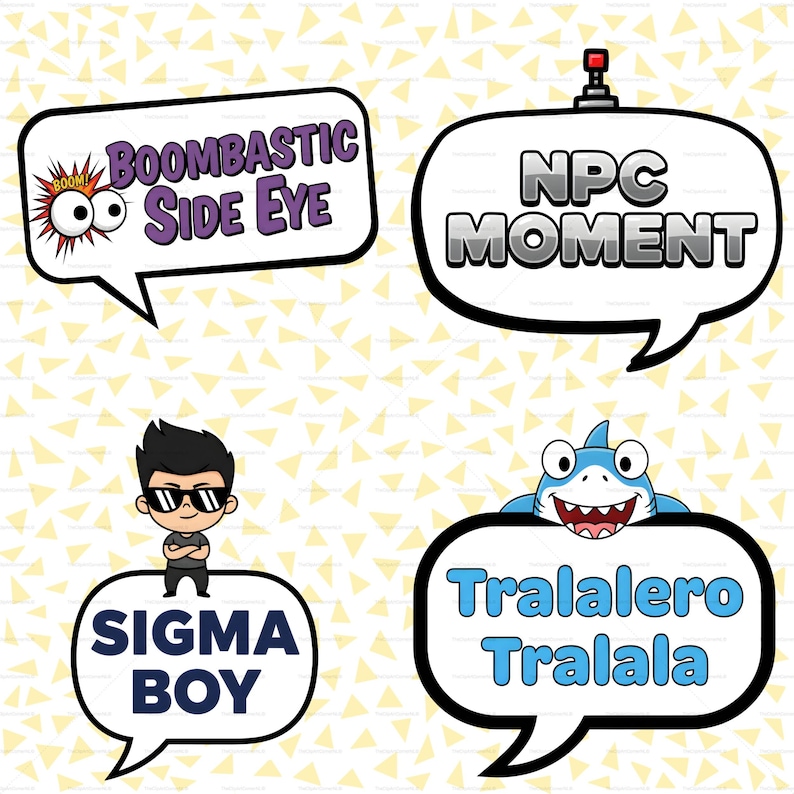 Brainrot Text Balloons Clipart – Meme PNG Stickers – Funny Speech ...