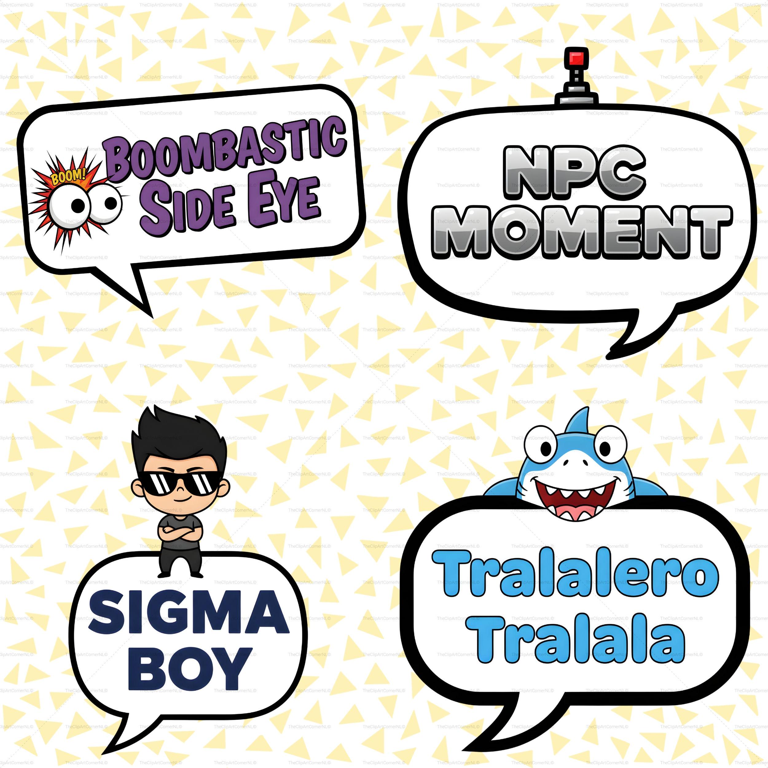 Brainrot Text Balloons Clipart – Meme PNG Stickers – Funny Speech ...