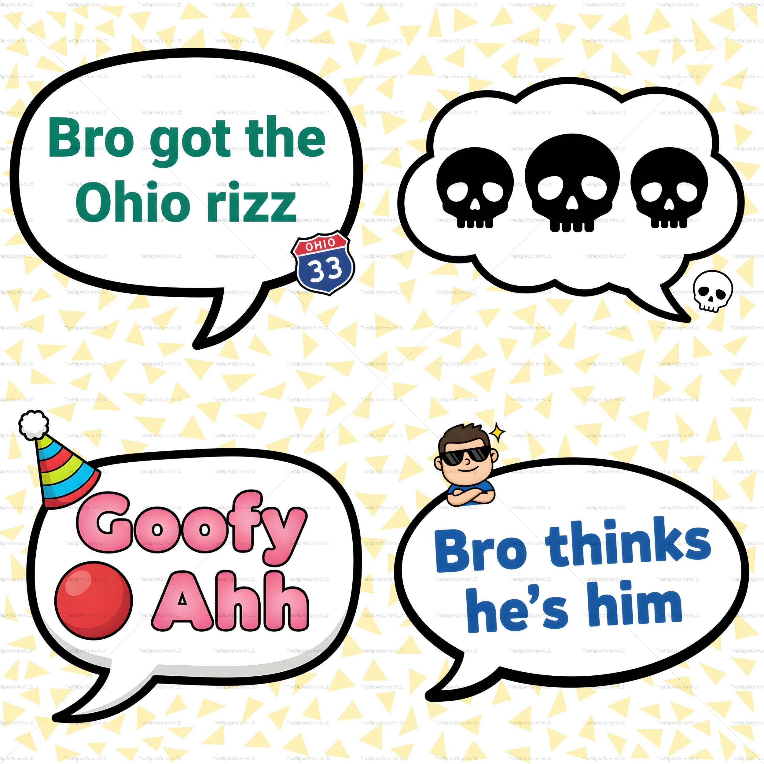 Brainrot Text Balloons Clipart – Meme PNG Stickers – Funny Speech ...