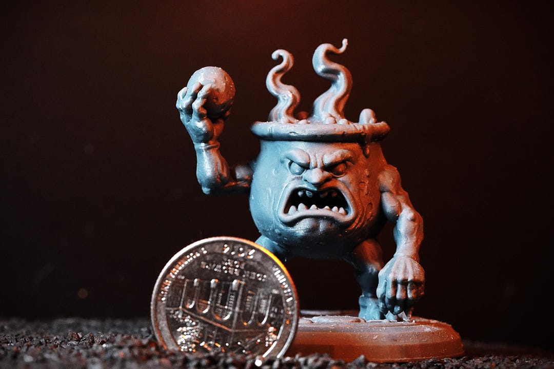 Cauldron Mimic Miniature: D&D, Pathfinder, Fantasy 3d Printed Resin ...