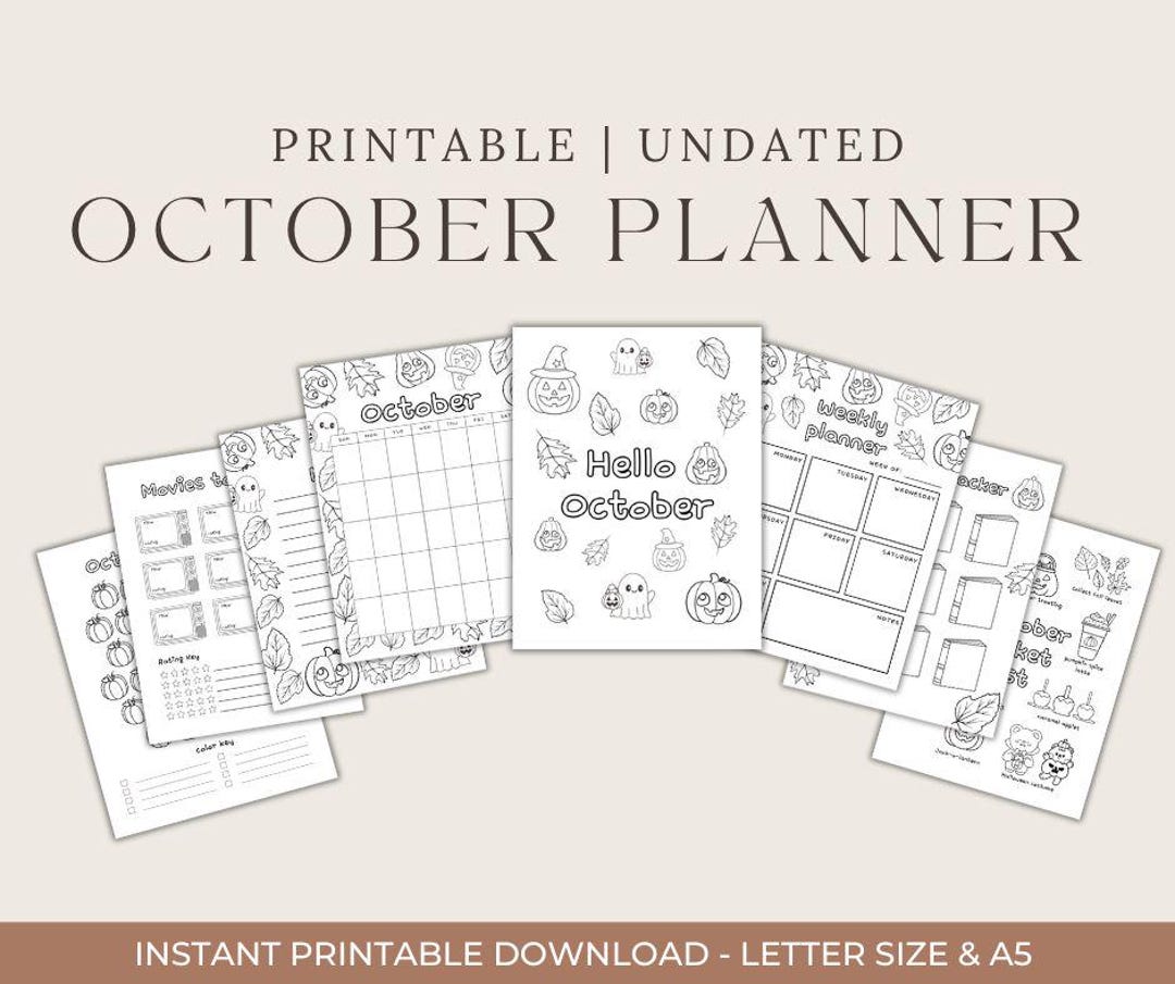 Colorable October Planner – Printable PDF | Monthly, Weekly, Bucket ...