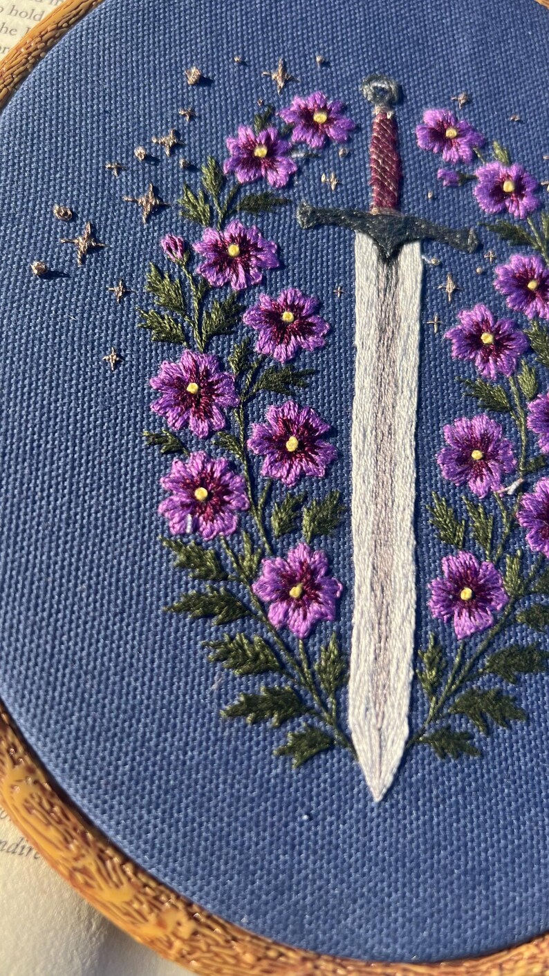Fourth Wing Inspired Embroidery Pattern: Sword and Violets Design Stick ...