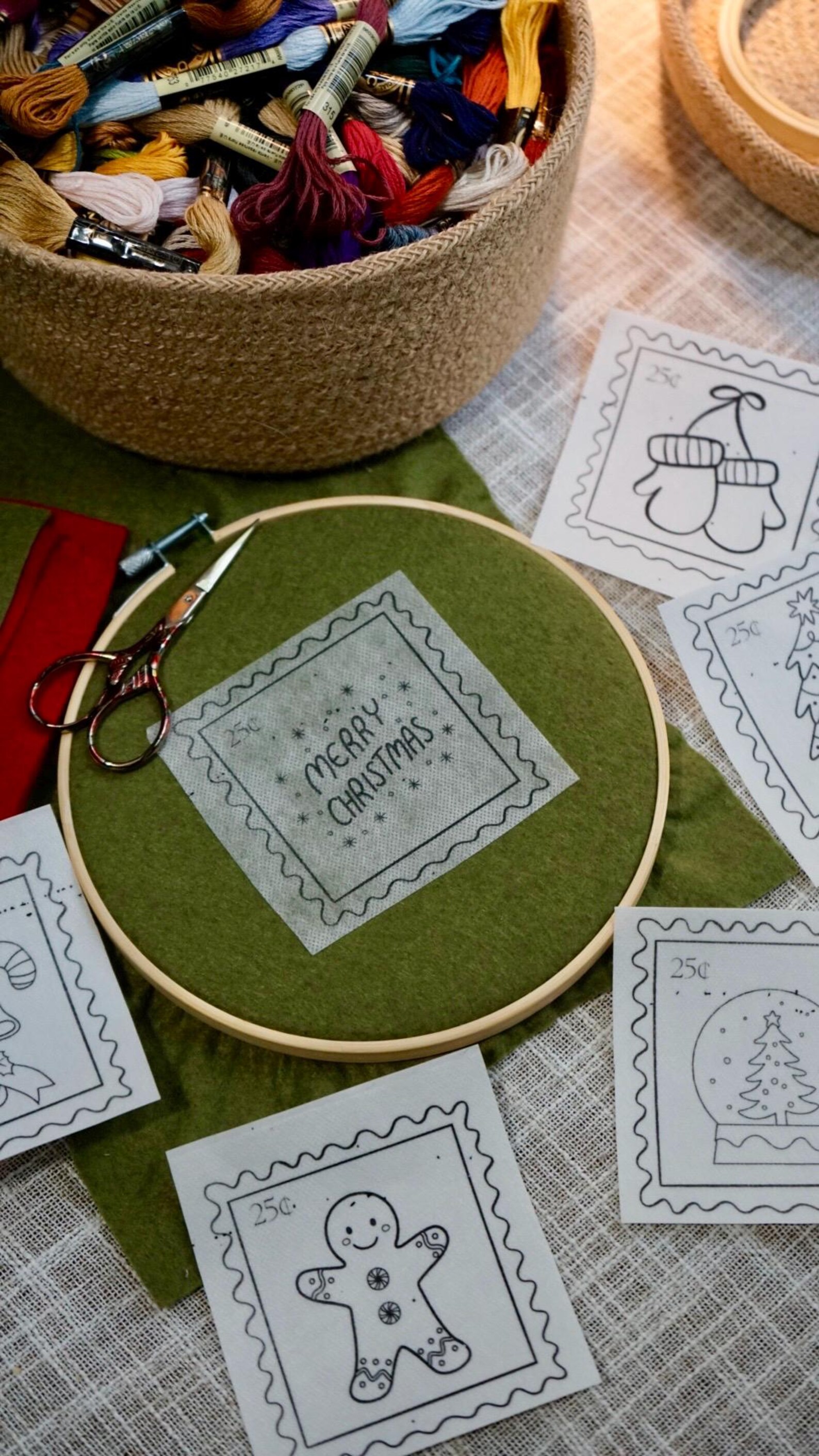 Christmas Stamps Embroidery Patterns: Set of 6 Holiday Stamp Designs ...