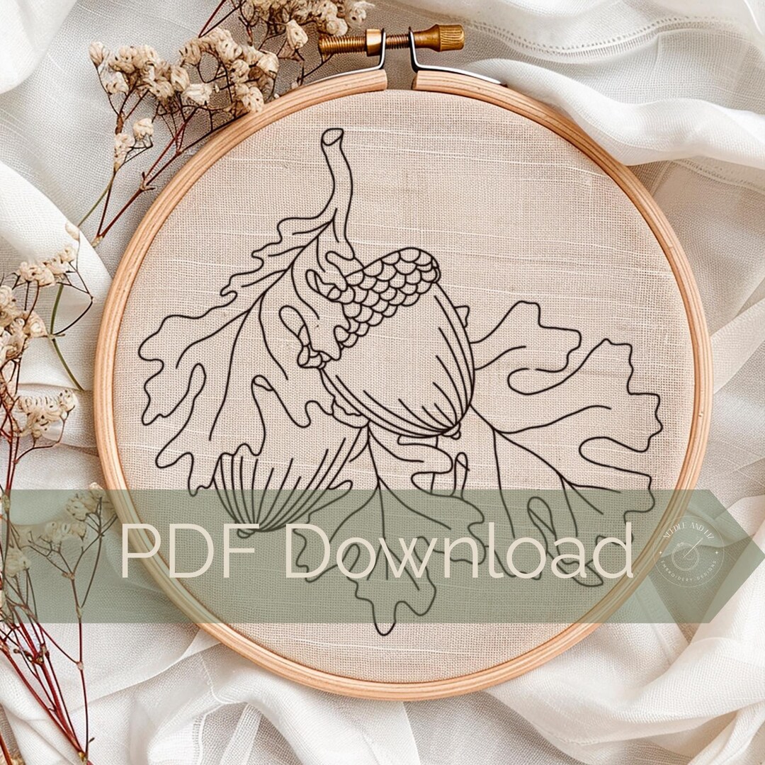Oak Tree Acorn Hand Embroidery Pattern Instant PDF Download - Etsy Canada