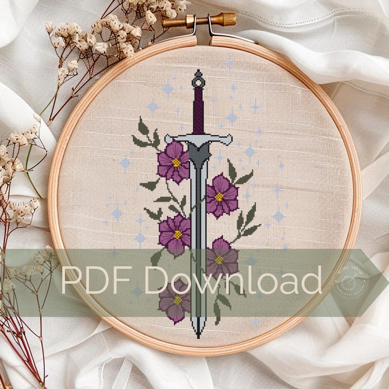 Fourth Wing Inspired Embroidery Pattern: Sword and Violets Design ...