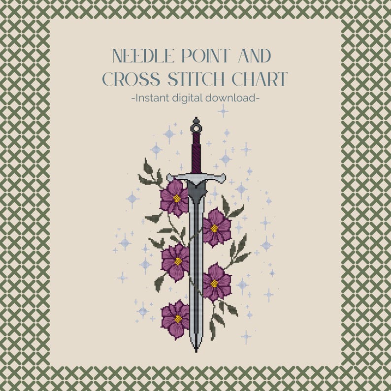 Fourth Wing Inspired Embroidery Pattern: Sword and Violets Design ...