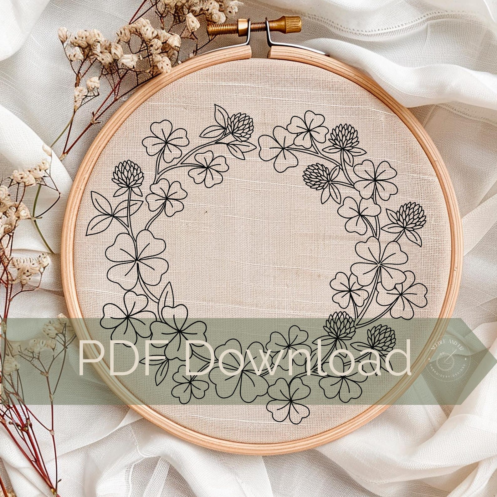 Shamrock Wreath Hand Embroidery Pattern Instant PDF Download - Etsy
